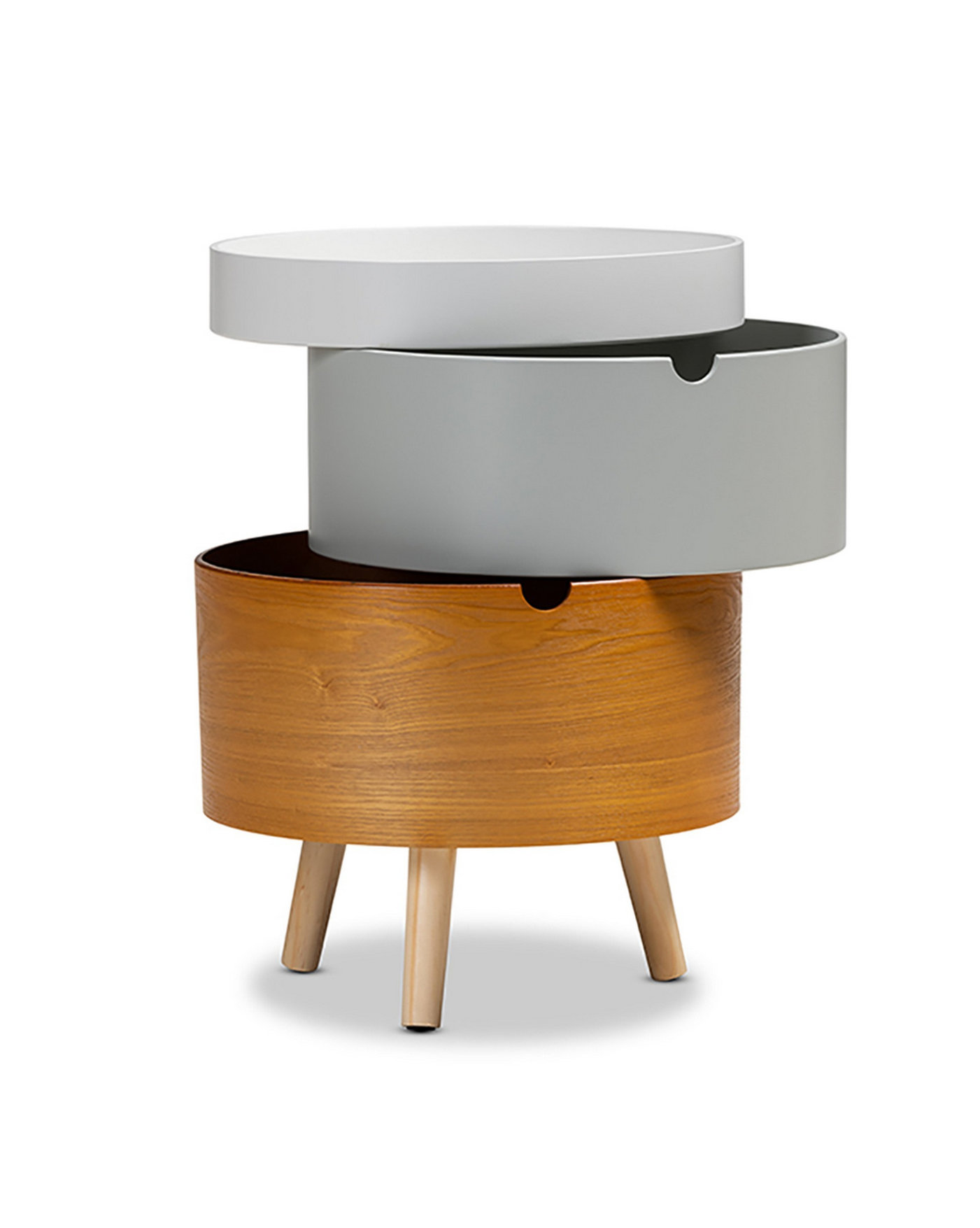 Round Boxes Nightstand With Top Removable Tray - Midcentury ...