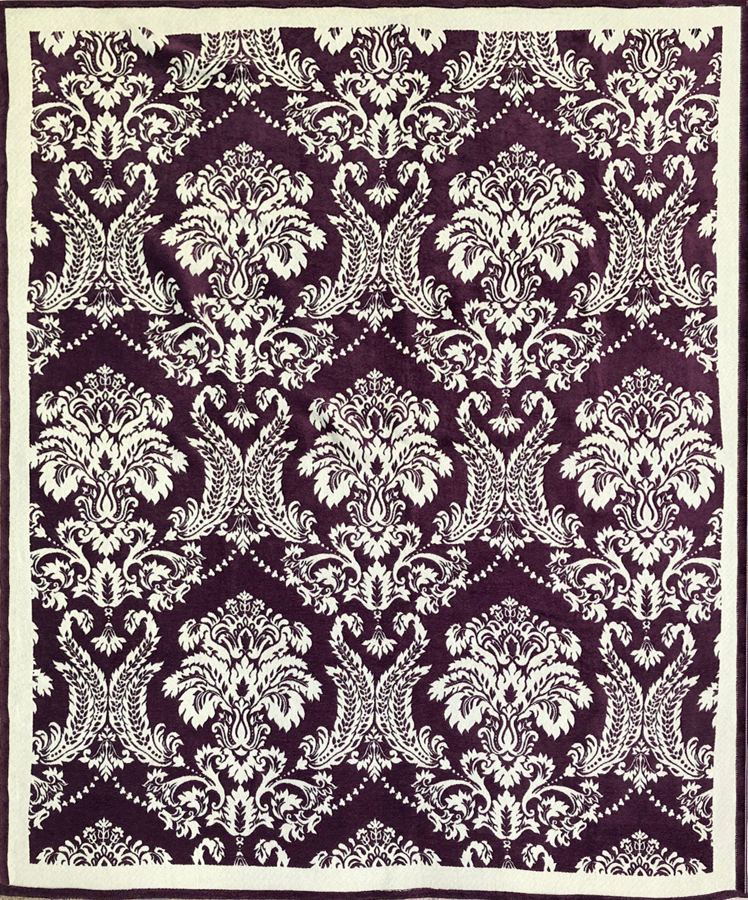 Damask Wool/Viscose Throw, Taupe/Plum - Traditional - Throws - by ...