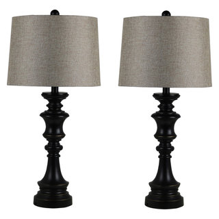 Classic Candlestick Resin Table Lamp Set (Set of 2) - Traditional ...