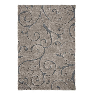 Textured Polypropylene Rug, Scrolling Swirl Pattern, Thick & Easy-Care ...