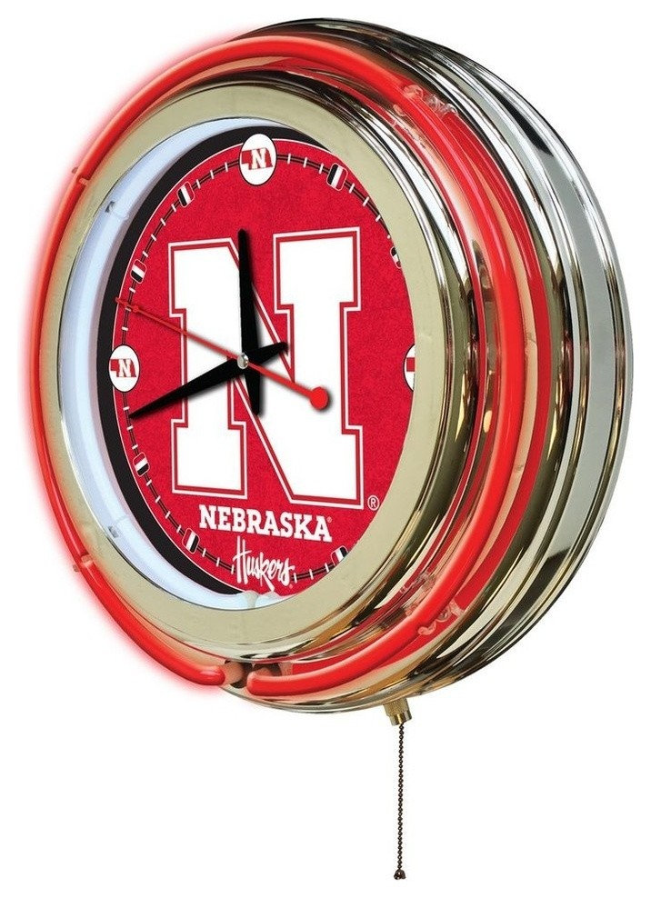 Nebraska Neon Clock - Contemporary - Wall Clocks - by Holland Bar Stool ...