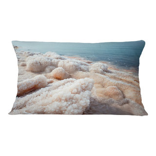 Crystallized Salt on Dead Sea Beach Seashore Throw Pillow, 12"x20 ...