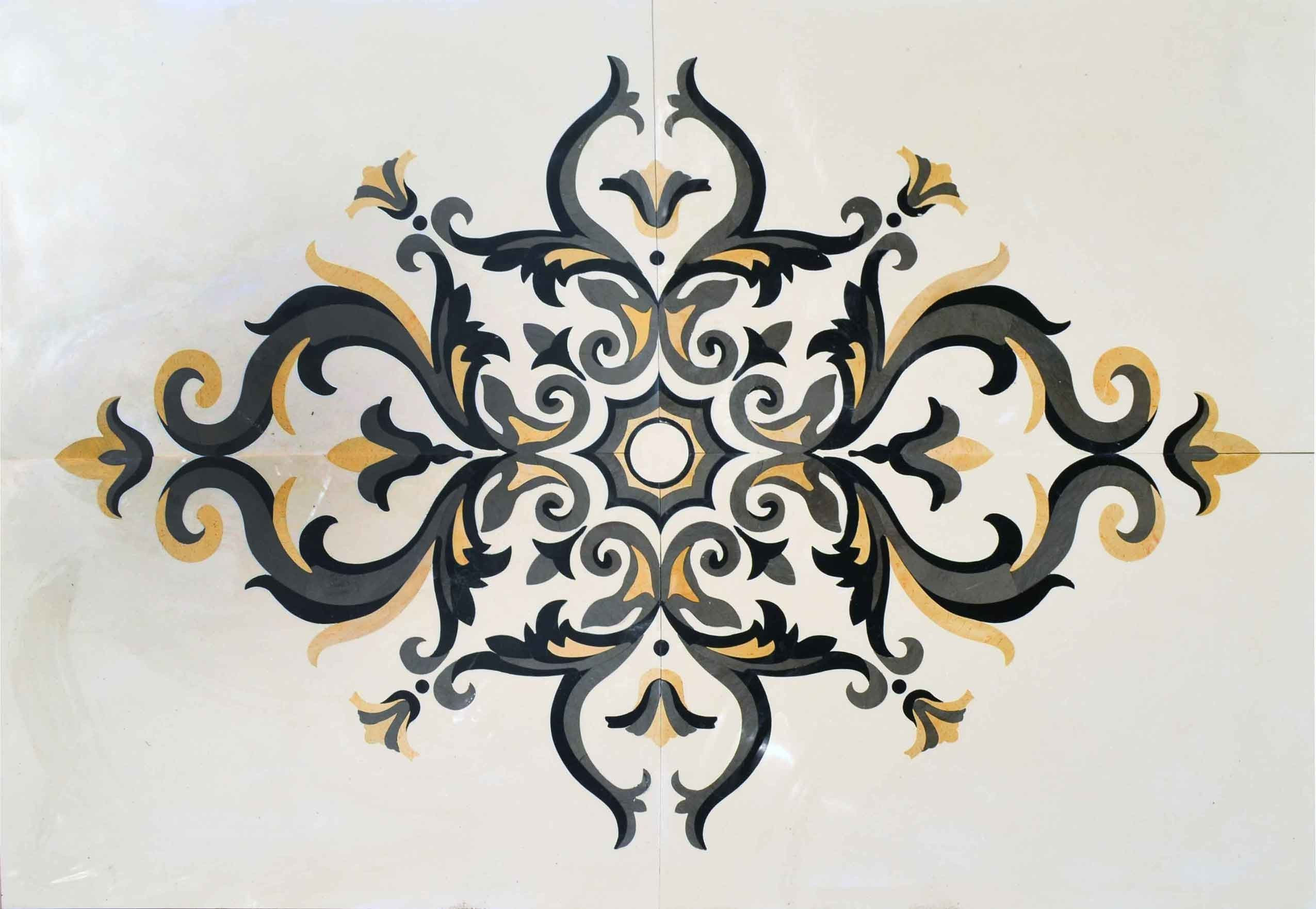 Waterjet, Florentine Pattern, 67" x 47" - Mediterranean - Tile Murals ...