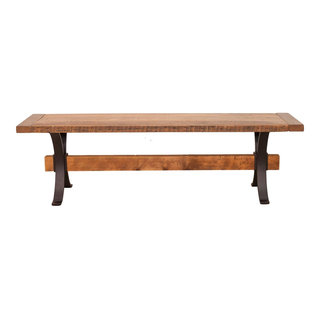 Pierce Dining Bench, Reclaimed Wooden Top, Breadboard Ends - Industrial ...
