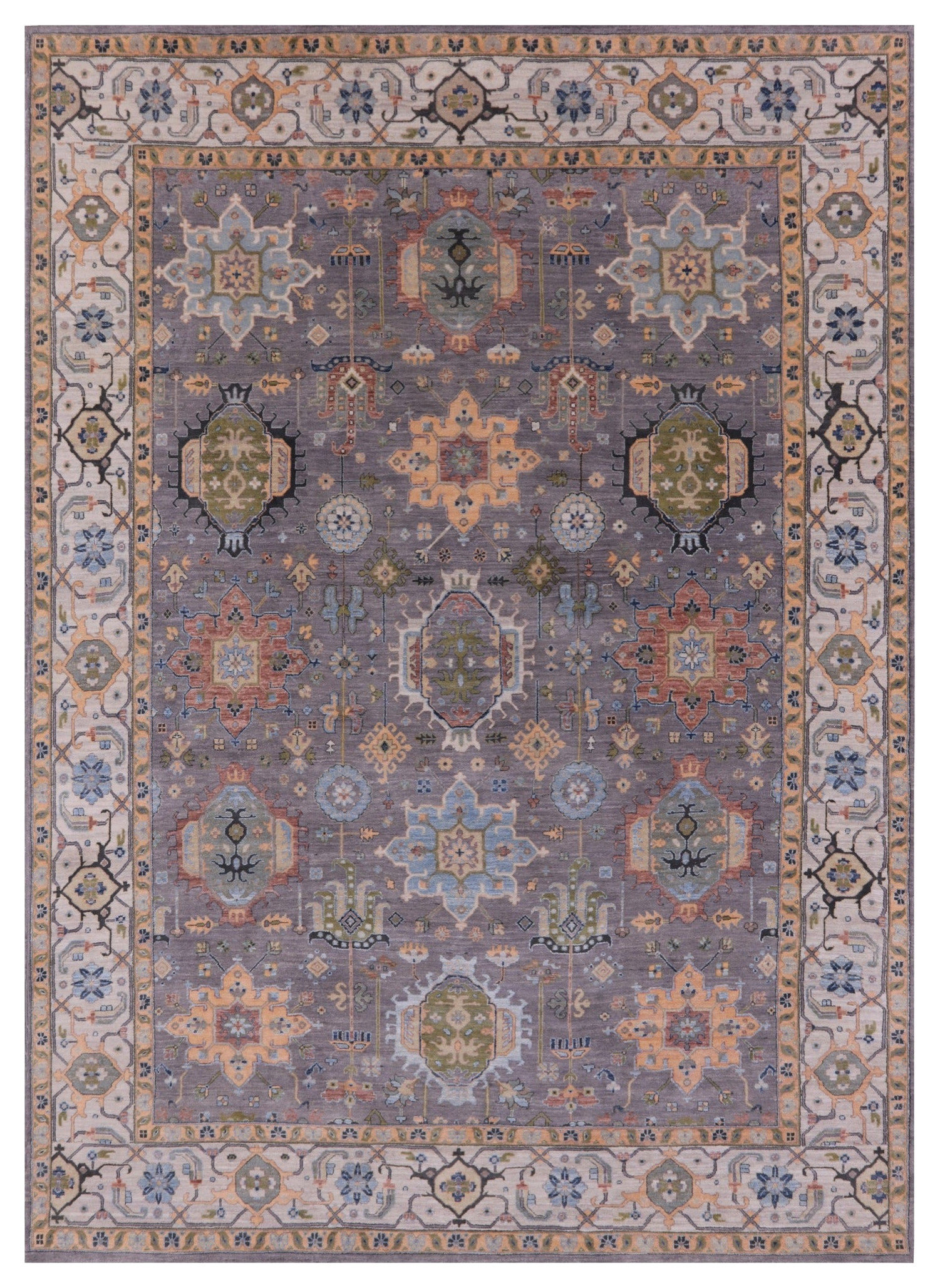 Grey Persian Heriz Serapi Handmade Wool Rug 9' 1" X 12' 4" - Q22605, 8 ...