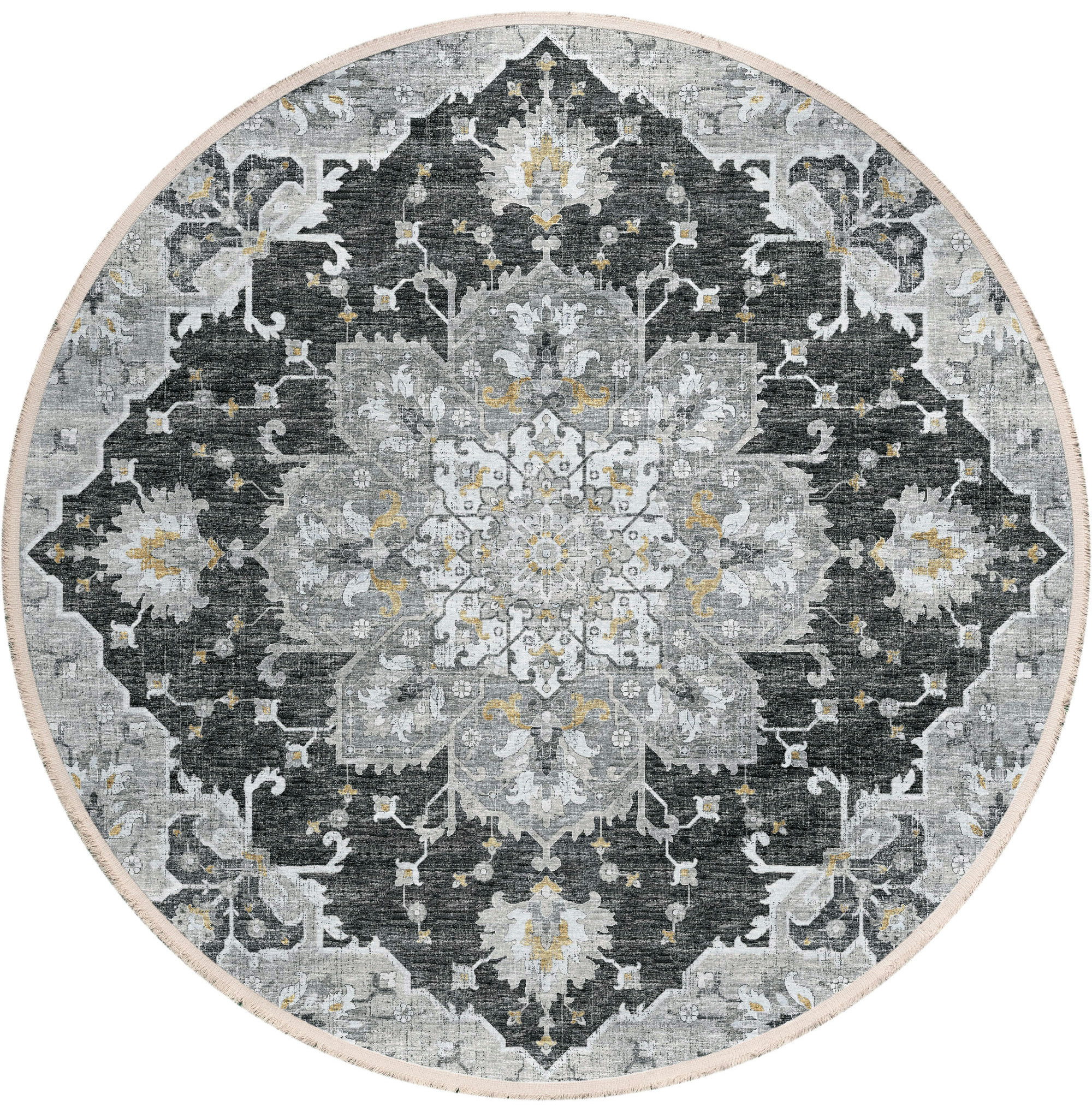 Indoor/Outdoor Marbella MB3 Midnight Washable 10' x 10' Round Rug ...