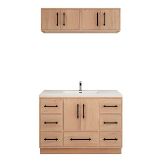 Victoria 48" Plywood Bath Vanity, Overhead Cabinet - Transitional ...