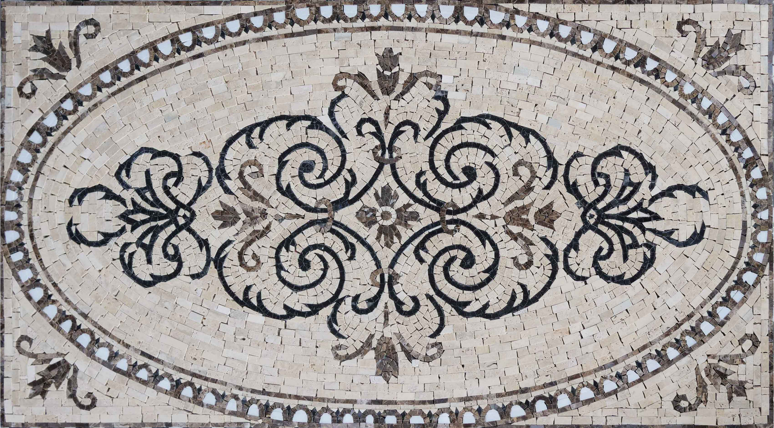 Arabesque Marble Rug Mosaic - Selma, 39"x24" - Traditional - Tile ...