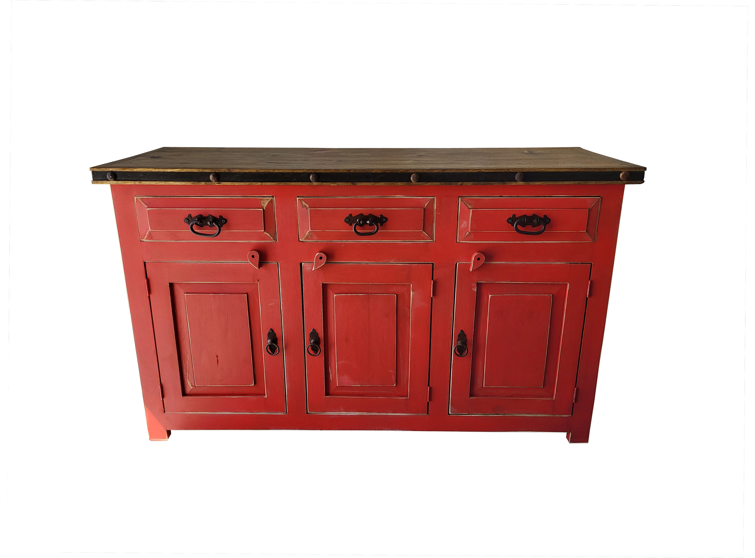 Bryson Rustic Weathered Red Bathroom Vanity Buffet, 60"x22"x36 ...