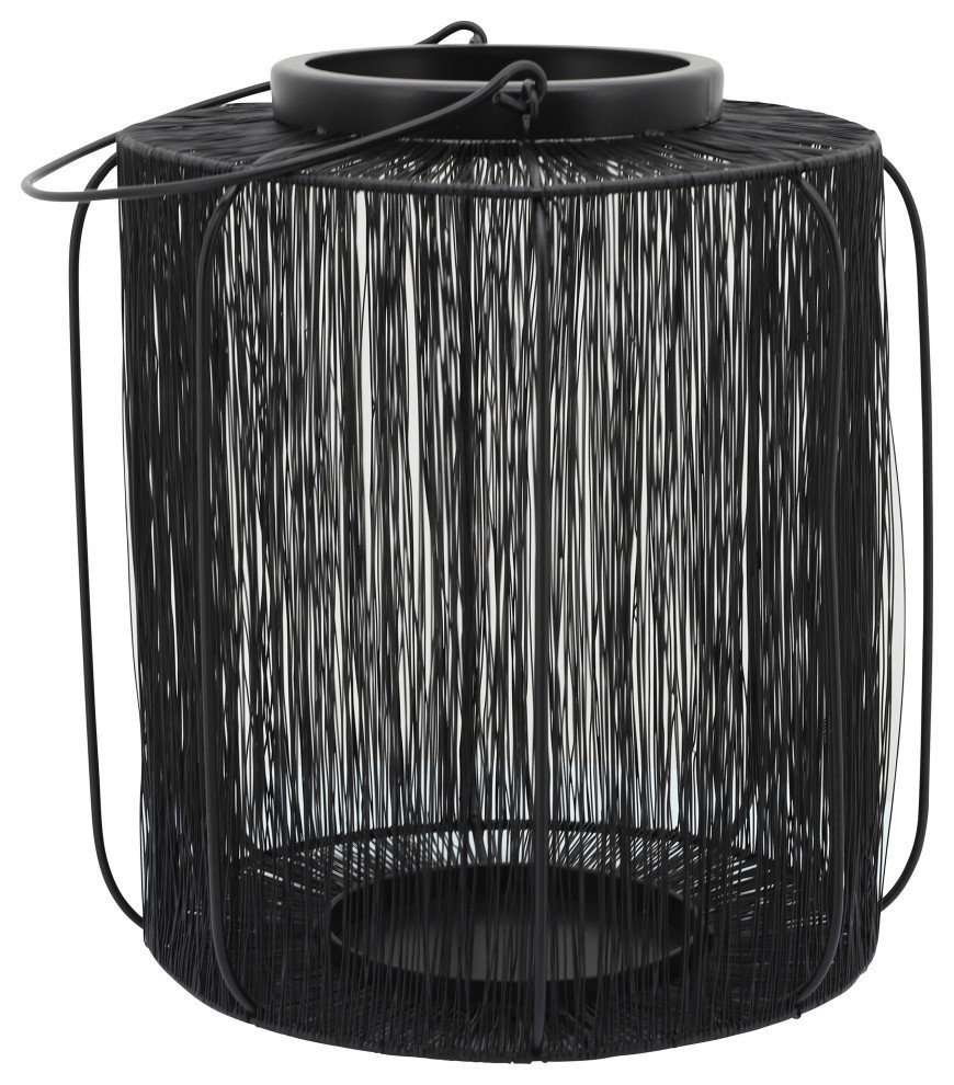 Metal, 13" Wire Lantern, Black - Industrial - Candleholders - by PARMA ...