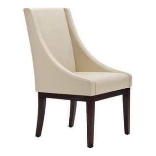 Safavieh Soho Leather Monroe Leather Slipper Swayback Arm Chair in Ivory - Transitional - Dining ...
