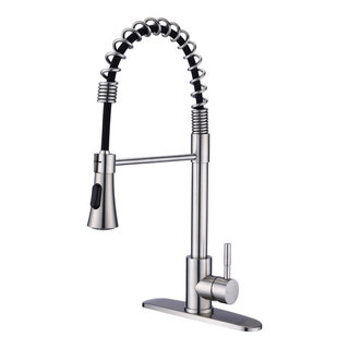 Single Handle Deck Mounted Spring Neck Pull Down Kitchen Faucet with ...