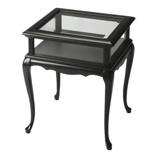 25" Black Glass End Table, 20"x18"x24.5" - Side Tables And End Tables ...