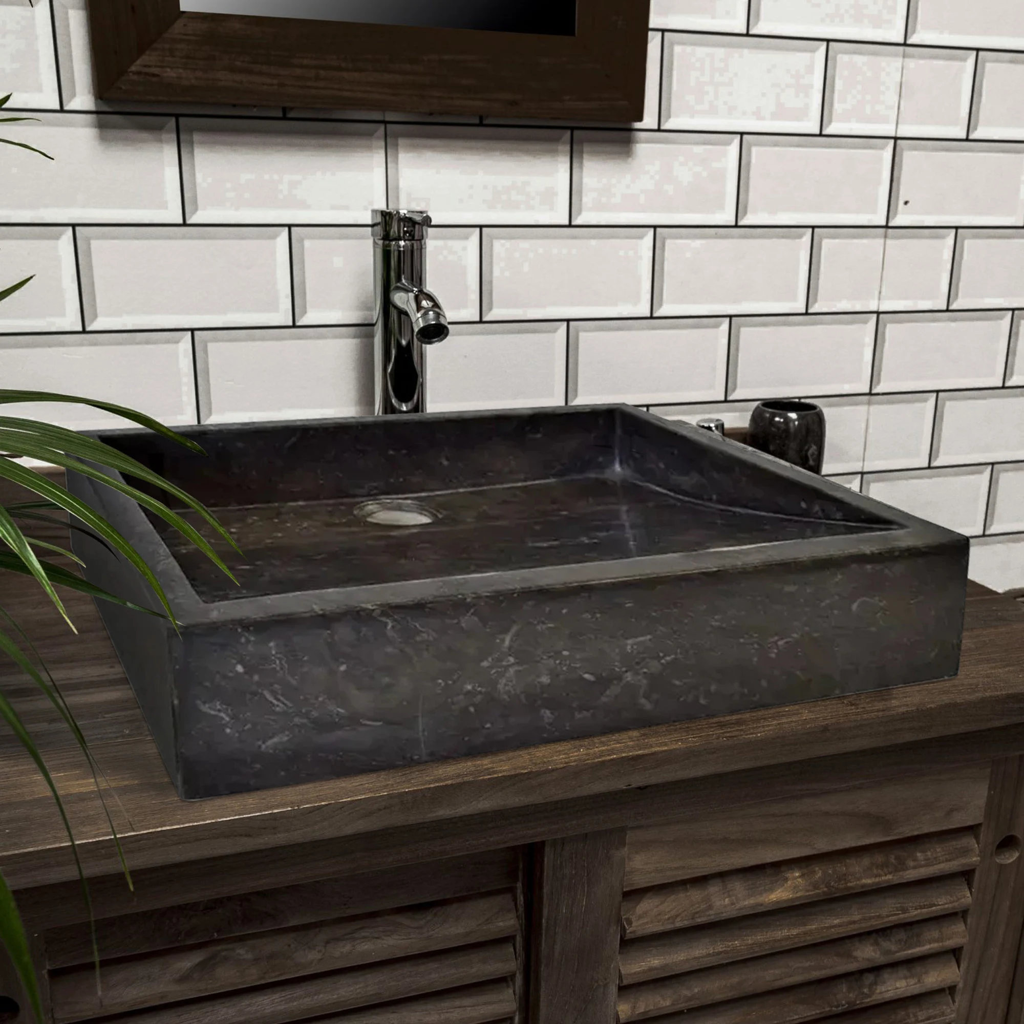 Black Marble Rectangular Sink, Natural Stone Sink (L) 18 (W)12 (H)6 ...