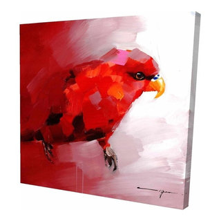 Abstract Red Bird Print On Wrapped Canvas, 24"x24" - Contemporary ...