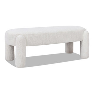 Hugo 49" Boucle Oval Fully Upholstered Bench, Milky White Cream ...