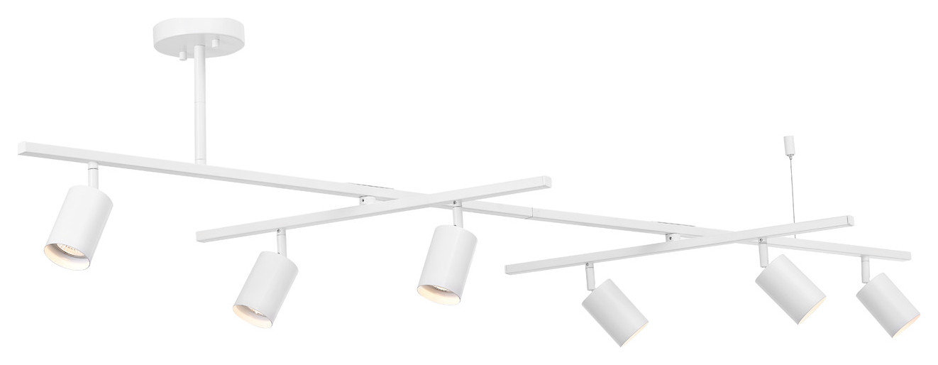 West 64" 6-Light Matte White Track Lighting with Center Swivel Bars ...