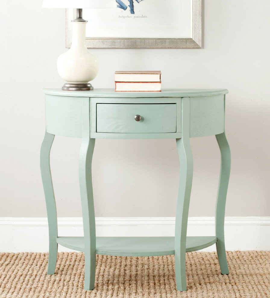 Salinger Demilune Small Console Dusty Green - Traditional - Console ...