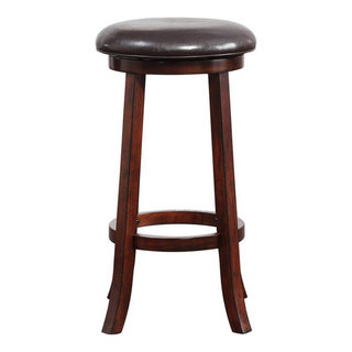 29 Inch Leatherette Round Seat Barstool with Flared Legs, Set of 2 ...