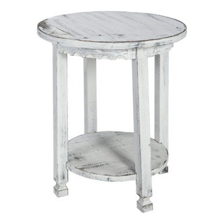 Alaterre Furniture Country Cottage Round End Table in White Antique ...