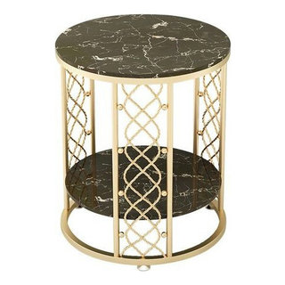 Marble Wrought Round Small Coffee Table, Dia19.7" - Contemporary ...