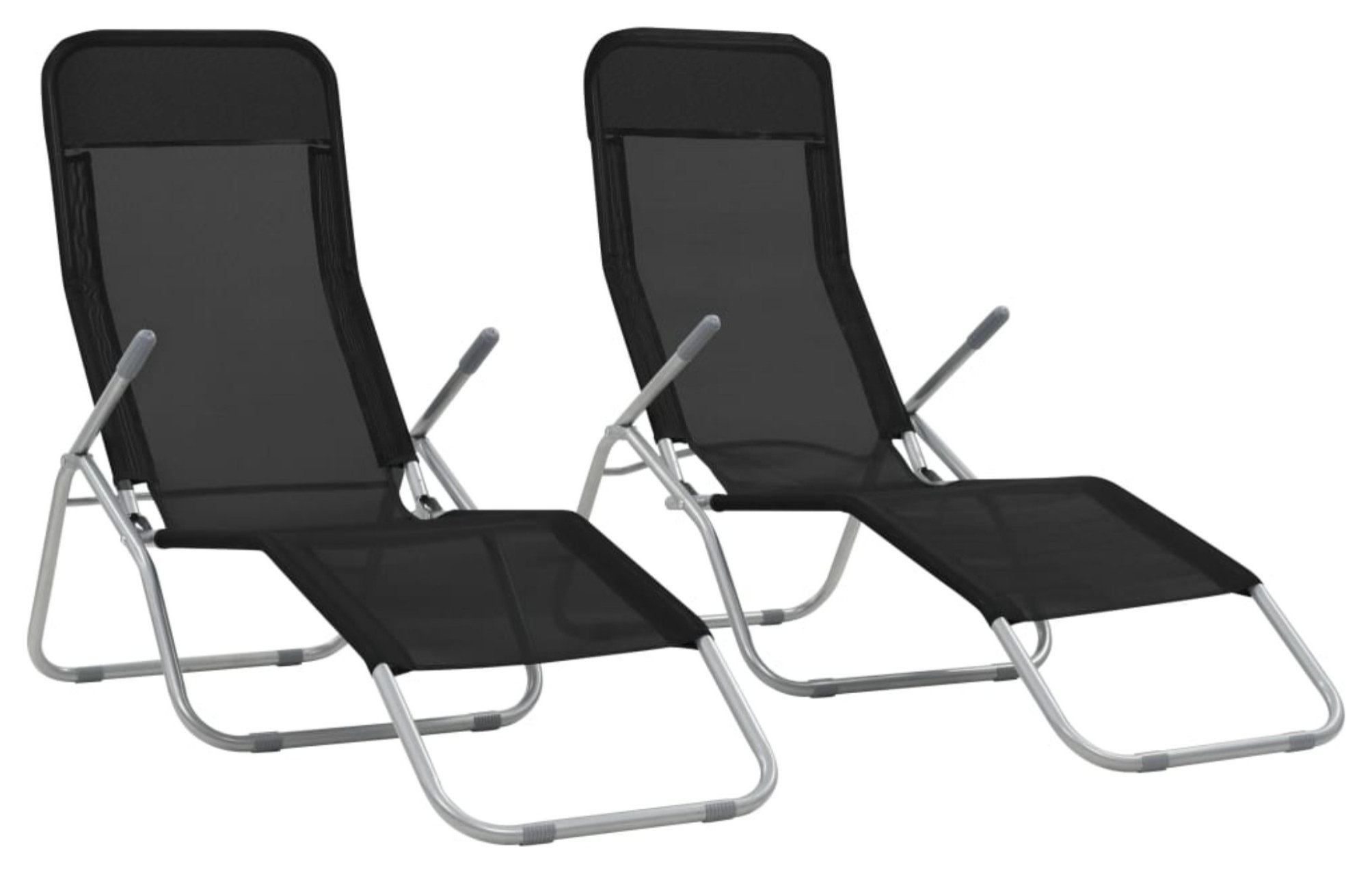 vidaXL Folding Sun Loungers 2-Piece Textilene Black - Contemporary ...