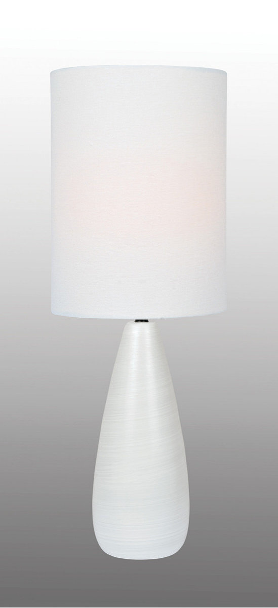 Quatro Table Lamp in Brushed White with White Linen Shade E27 A 60W ...