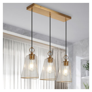 LNC Modern Polished Gold 3-Light Linear Kitchen Island Light ...