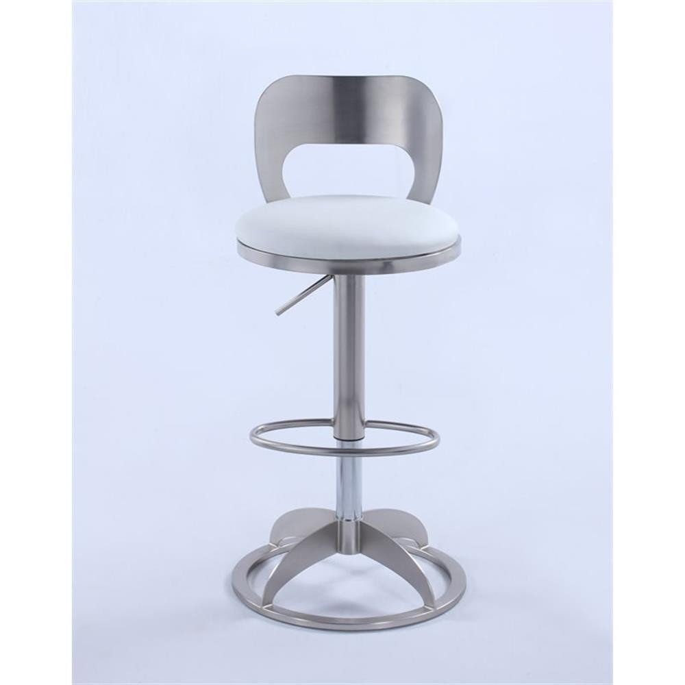 Home Square Oval Faux Leather Adjustable Height Stool in White - Set of ...