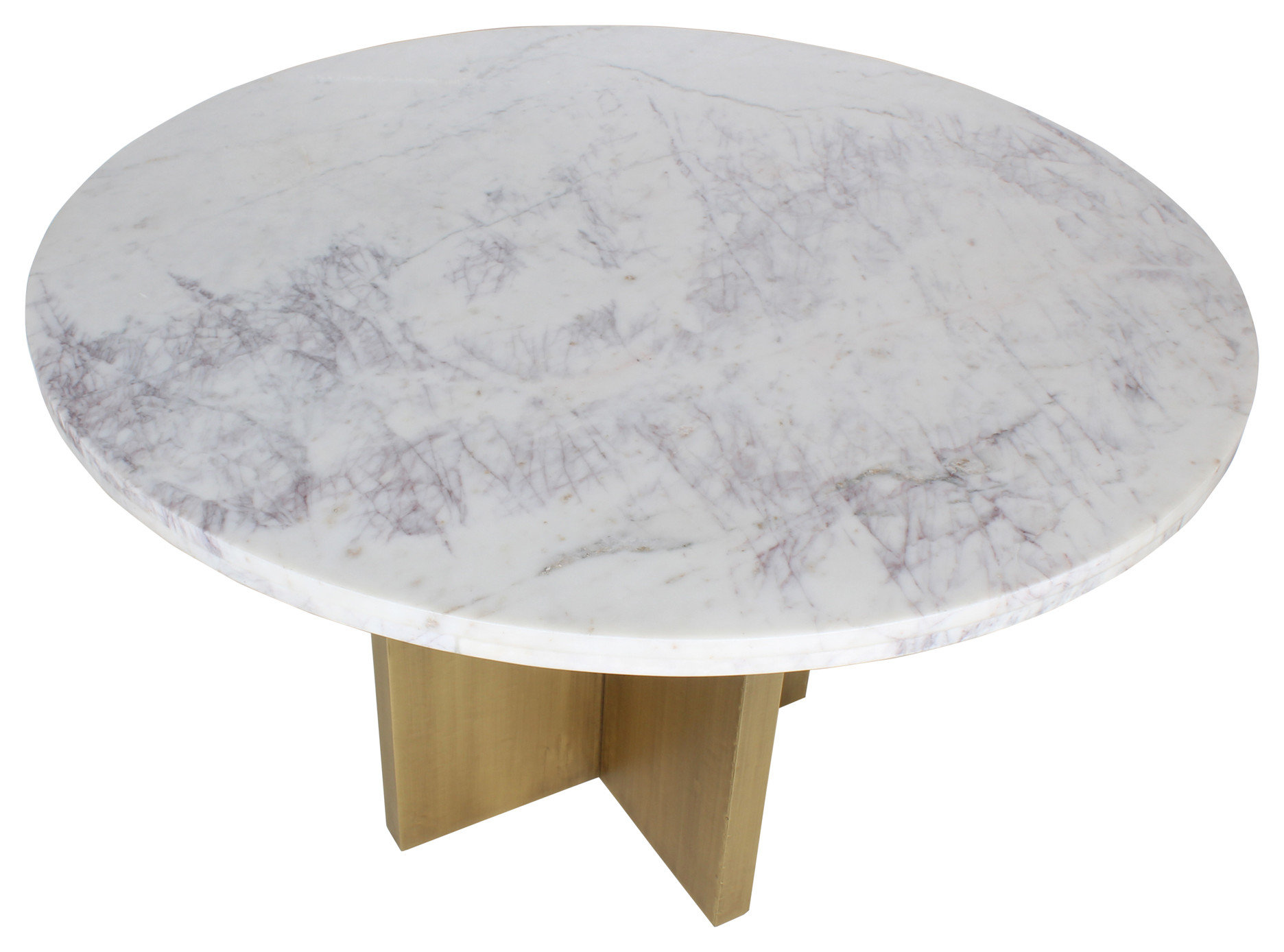 Graze White Marble Top Dining Table, 48W x 48D x 30H - Contemporary ...