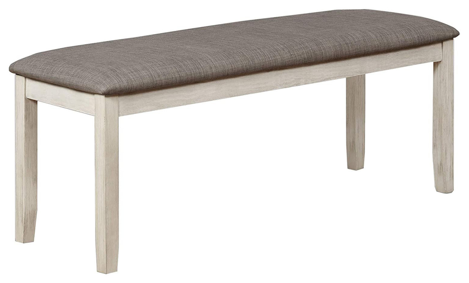 Benzara BM215419 Wood Bench, Fabric Upholstered Seat & Chamfered Leg ...