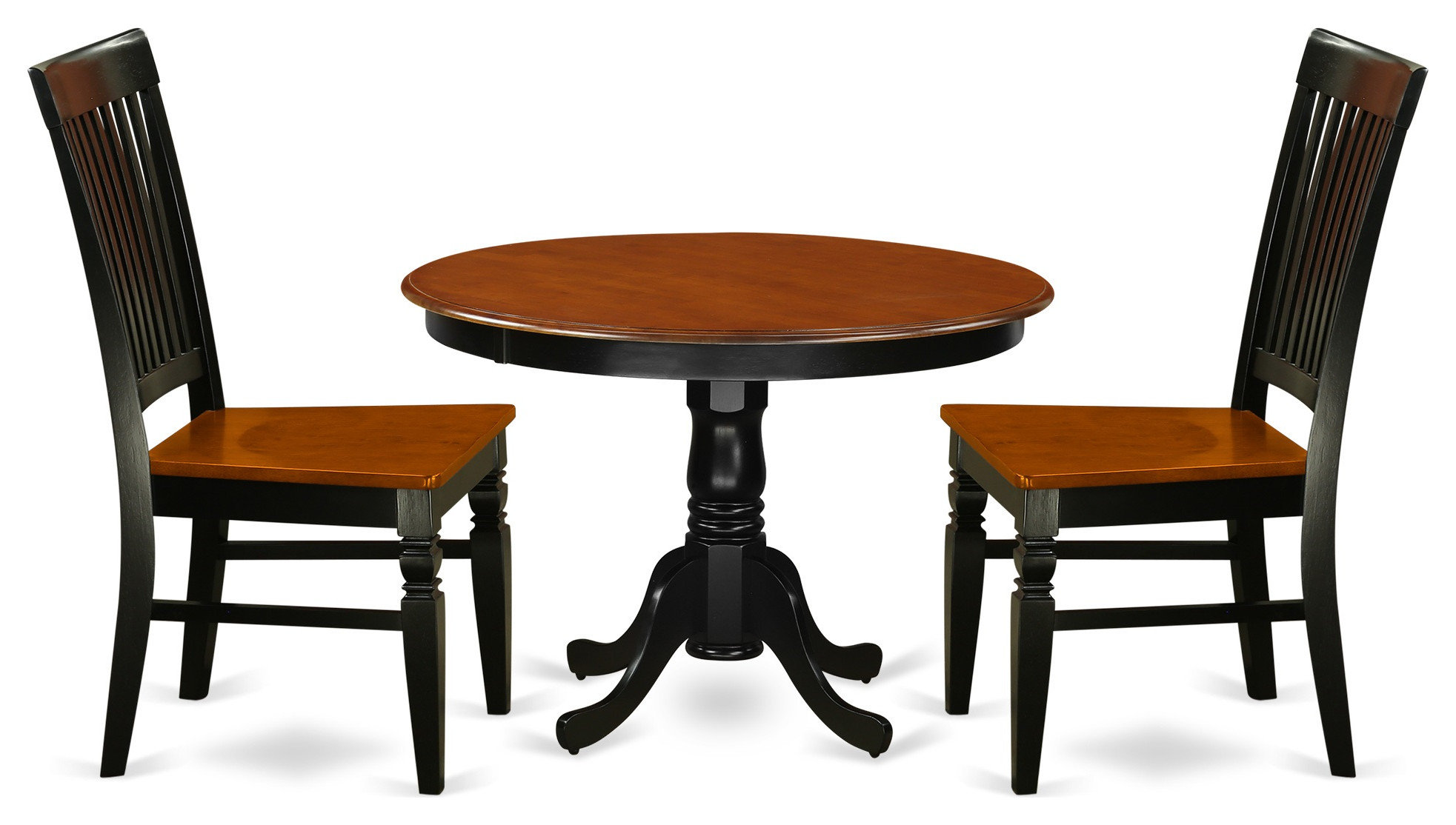 3-Piece Kitchen Table Set, A Dining Table, 2 Dining Chairs, Black ...
