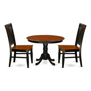 3-Piece Kitchen Table Set, A Dining Table, 2 Dining Chairs, Black ...