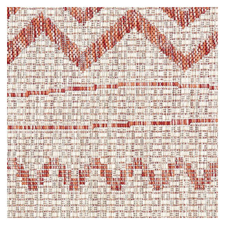 8" x 10" Red Zigzag Indoor Outdoor Area Rug - Contemporary - Outdoor ...