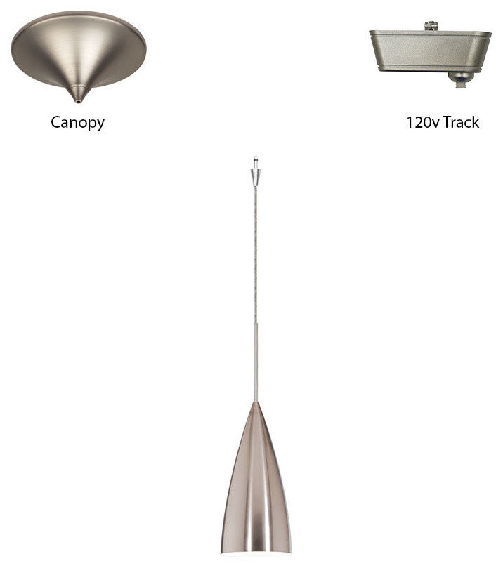 Bullet 1-Light Quick Connect Pendant, Brushed Nickel Metal Shade, Brushed Nickel - Modern ...