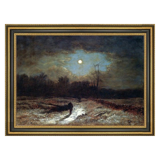 George Inness Christmas Eve (Winter Moonlight) Framed Premium Canvas ...