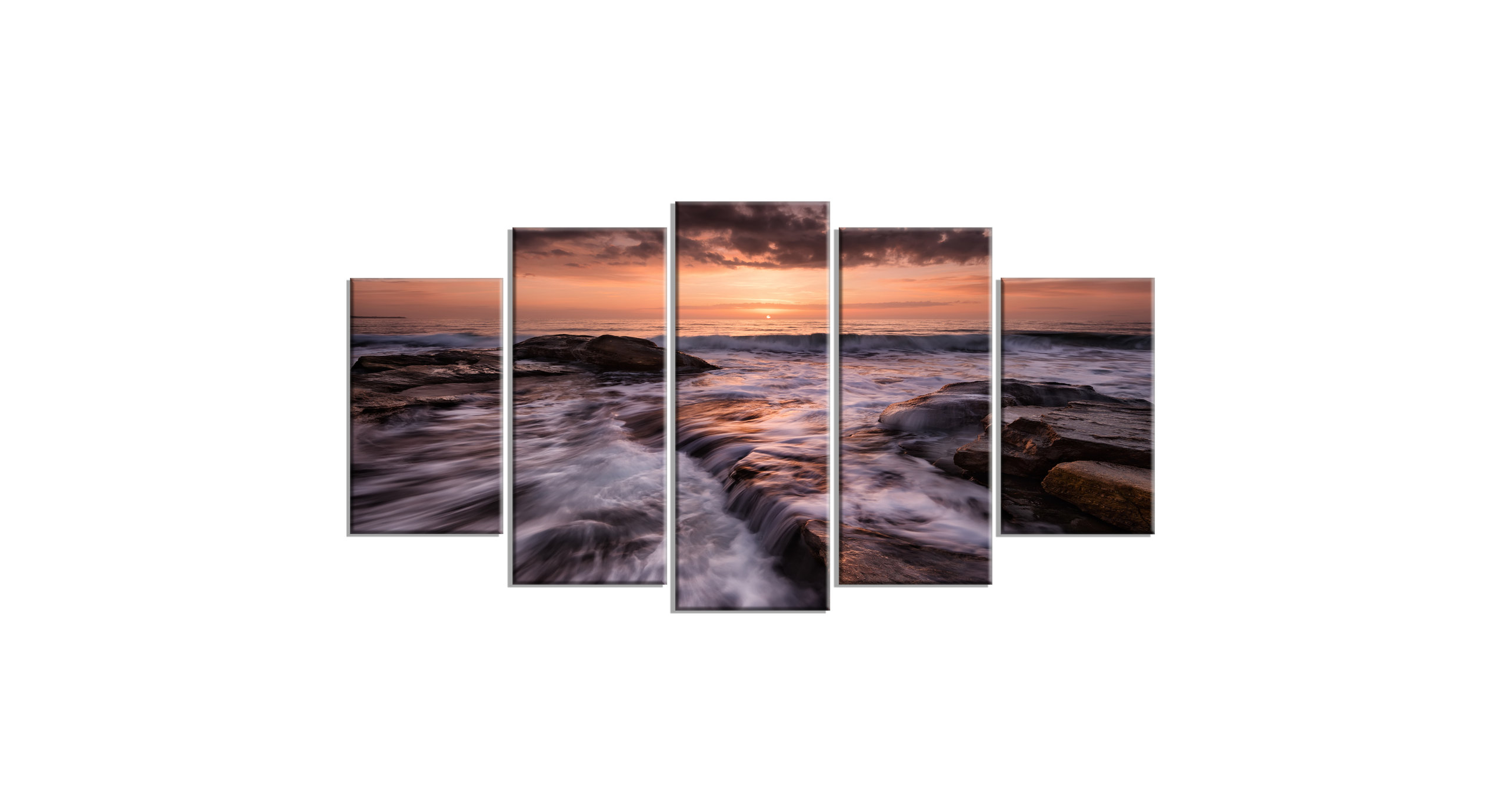 "Exotic Flow of Waters Over Rocks" Seascape Wall Art, 60"x32" - Beach ...