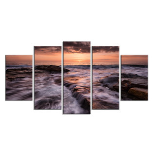 "Exotic Flow of Waters Over Rocks" Seascape Wall Art, 60"x32" - Beach ...