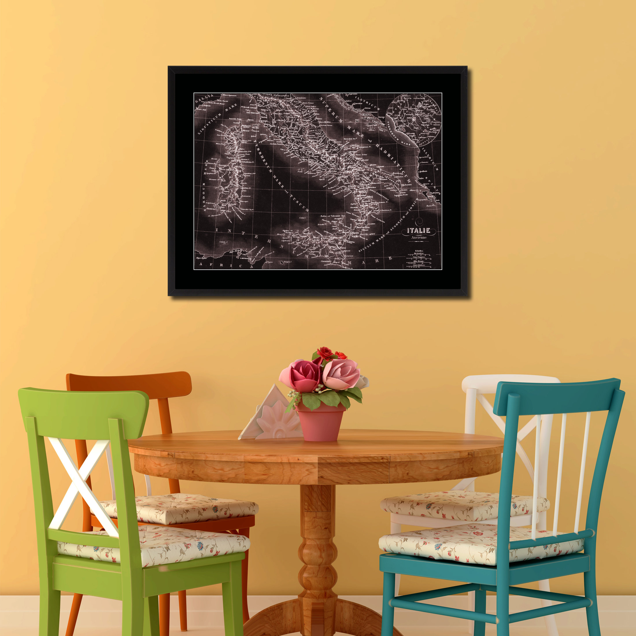 Italy Rome Vintage Vivid Sepia Map Canvas, 28"x37" - Contemporary - Prints And Posters - by ...