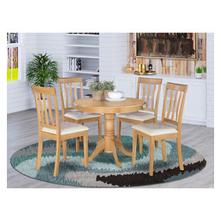 5-Piece Kitchen Table Set, Small Table Plus 4 Dining Chairs, Oak ...