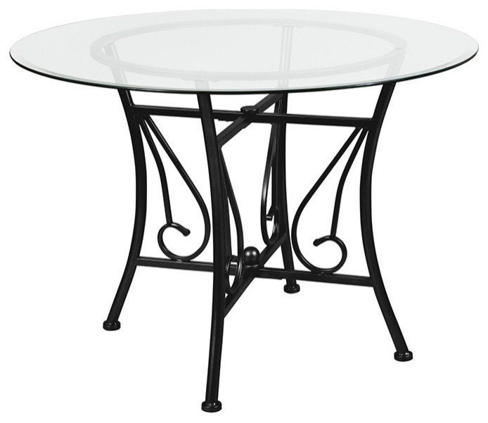 Princeton 42'' Round Glass Dining Table with Metal Frame - Contemporary ...