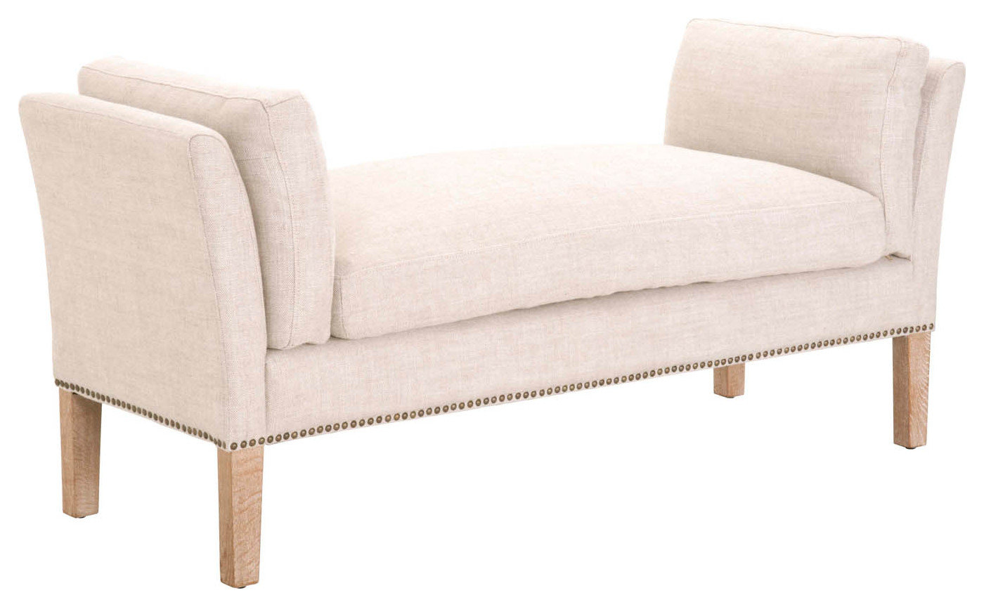 Warner Bench Bisque French Linen, Natural Gray Ash - Transitional ...