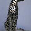 Sitting Cheetah Bronze Statue Silver Finish - Size: 21"L x 21"W x 34"H ...