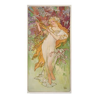 Alphonse Marie Mucha 'The Seasons: Spring, 1896' Canvas Art, 16"x32 ...