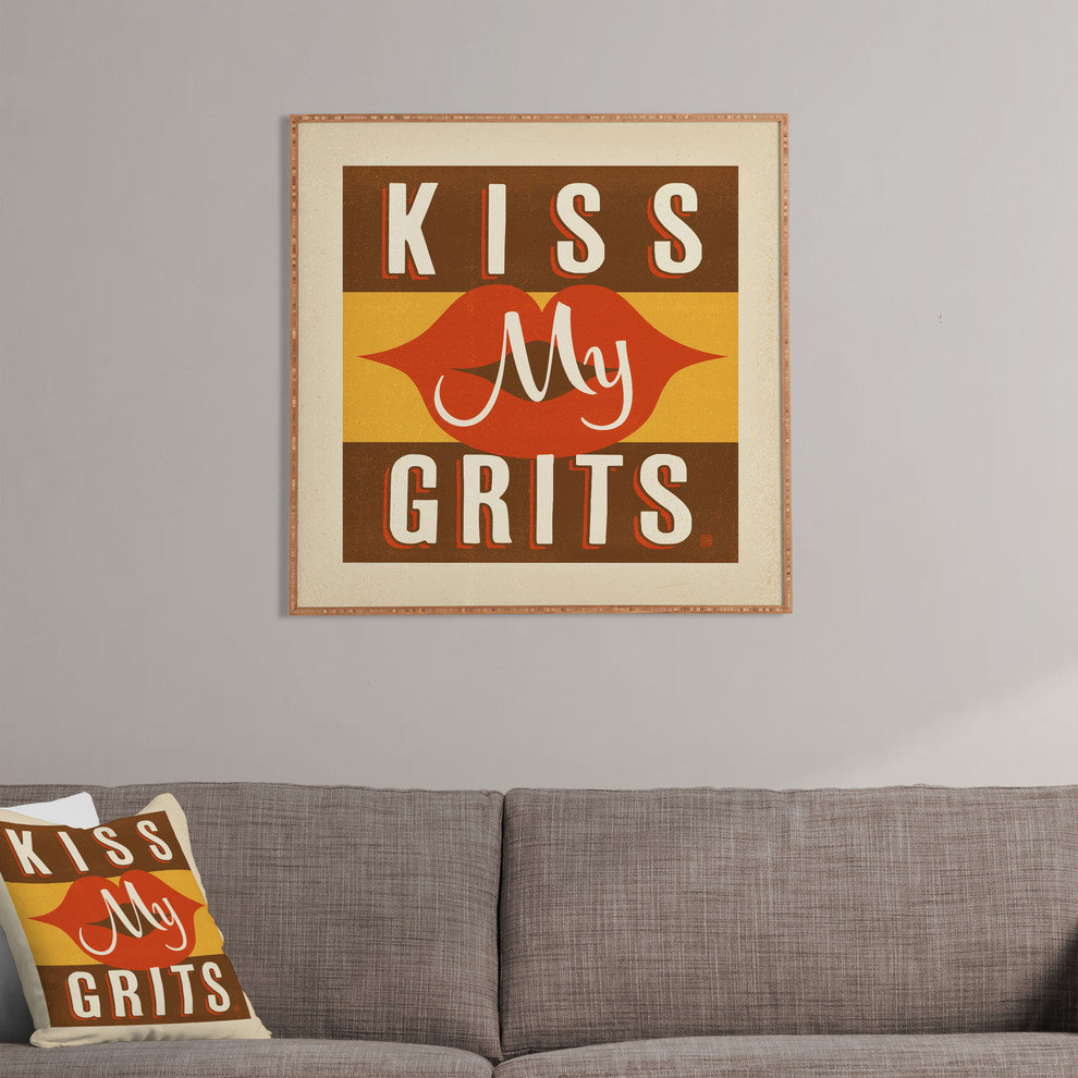 Anderson Design Group Kiss My Grits Framed Wall Art, Large - Contemporary - Prints And Posters ...