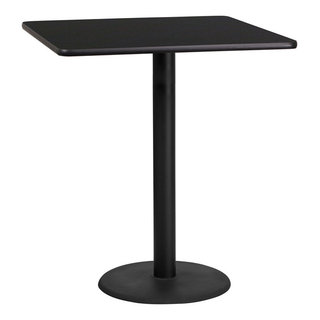 36'' Square Black Laminate Table Top With Bar Height Table Base, 36"W x ...