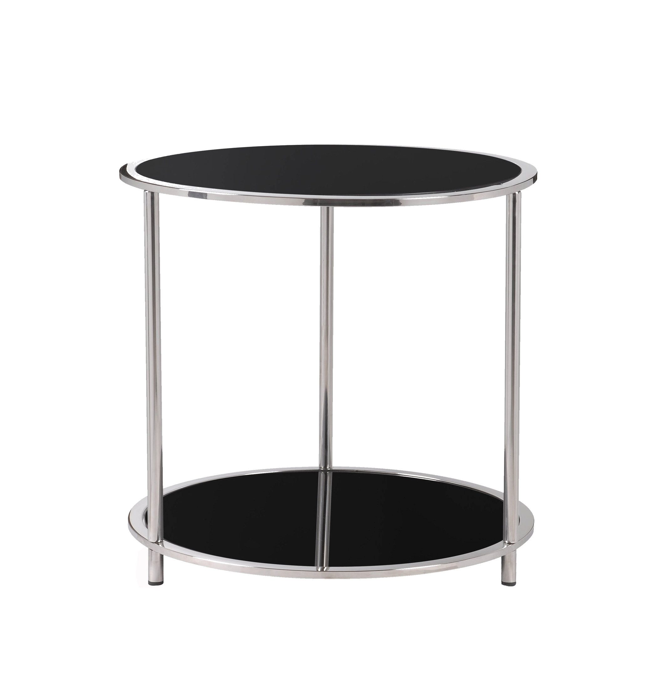 Kenroy Home Cocktail Accent Table, Stainless Steel, Black Tempered ...