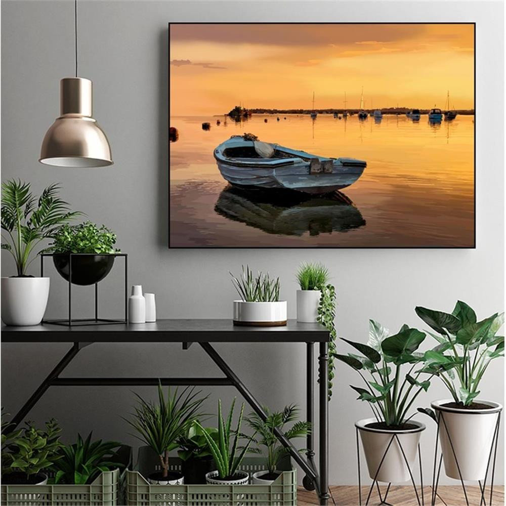 Giant Art Canvas 32x24 In the Golden Light III Framed in Yellow ...