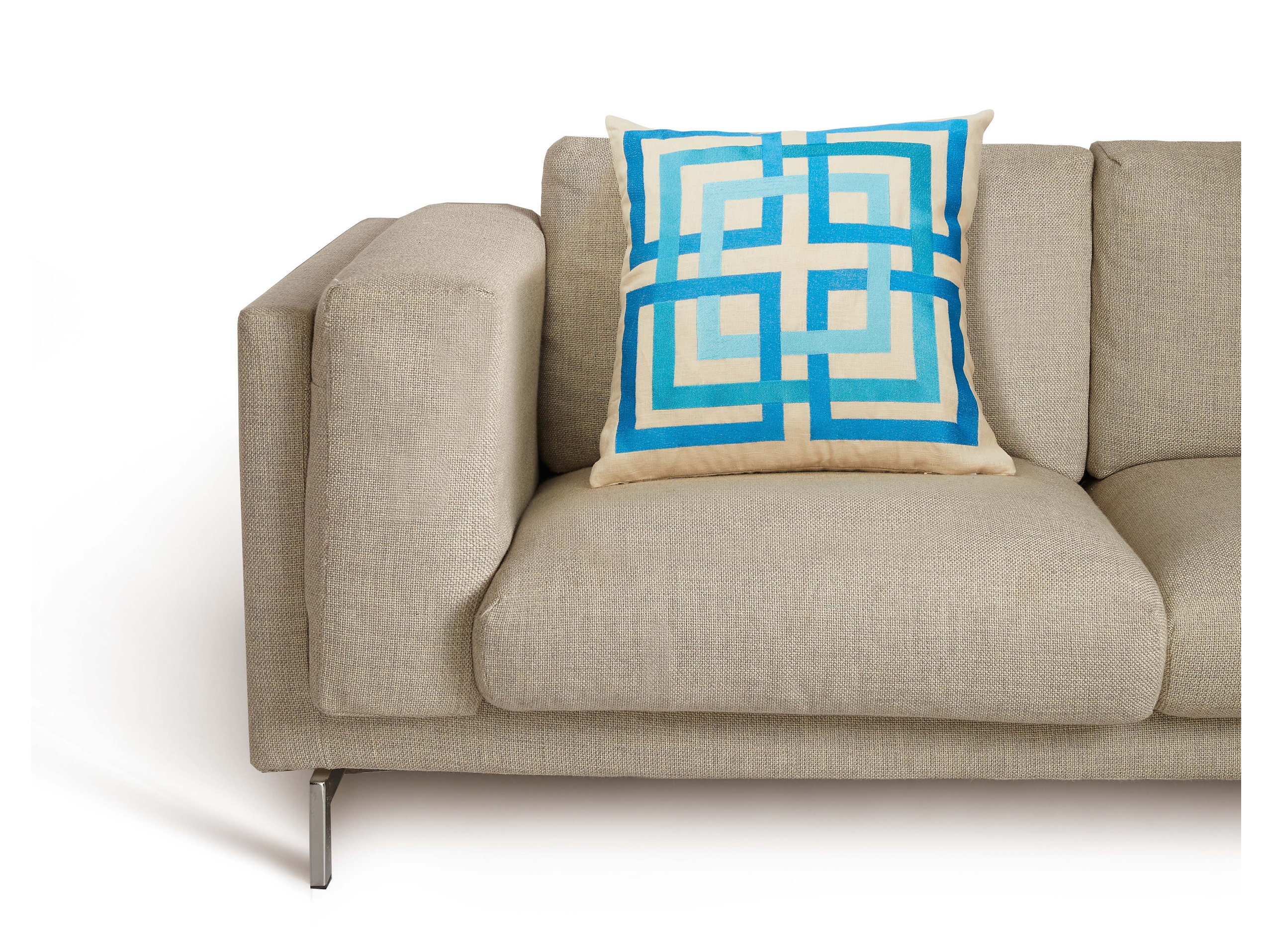 Shanghai Links Light Blue Embroidered Pillow - Contemporary ...