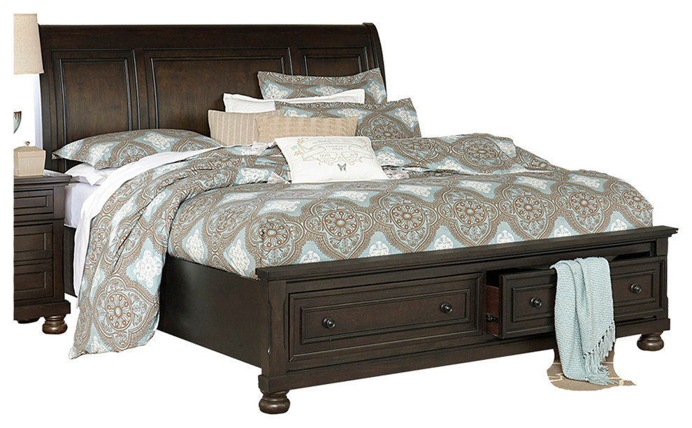 Shelley Platform Bed With Drawers, Eastern King - Traditional - Sleigh ...